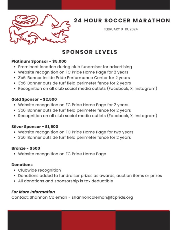 24 Hr Marathon - Sponsorship Opportunities now available | FC Pride